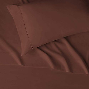 snowhomes 800-Thread Count 4-Pcs Bed Sheets 100% Egyptian Cotton Bedding Set Chocolate Full Size Sheets, Long Staple Cotton Fitted Sheet with Pillowcase, Fits Mattress Upto 16" Deep Pockets