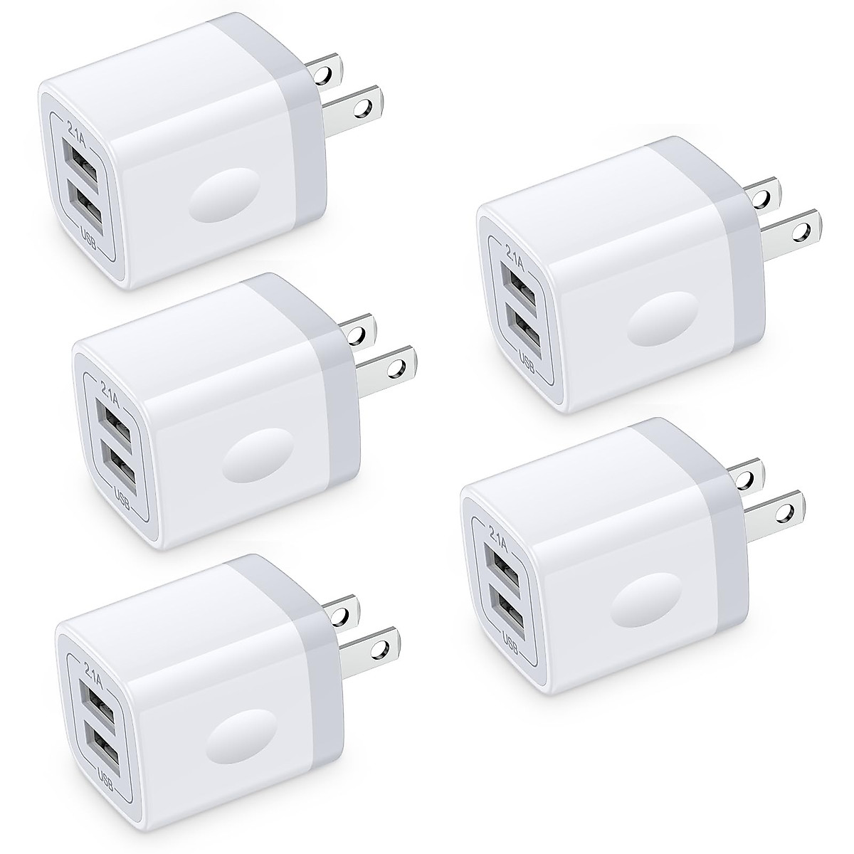 USB Wall Charger,Charging Block,5Pack 2.1A Quick Dual Port Plug Charger Box Cubes for iPhone 16 15 14 13 12 11 Pro Max XR 8 7 6 Plus,Samsung Galaxy S24 S23 S23+ S22 S21 Ultra S10 S20 Plus A14 A15 A33