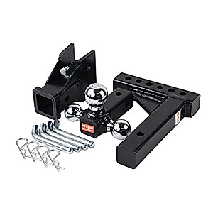 REYSUN Adjustable Trailer Hitch 864193 Tri Ball Mount, Chrome Trailer Ball Hitch with Solid Shank, 5-3/4" Drop Hitch Receiver…