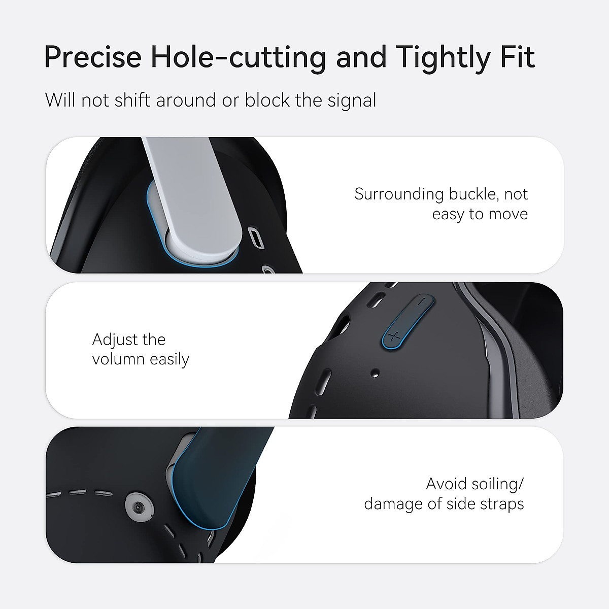 KIWI design Silicone VR Shell Protective Cover Compatible with Quest 2, with Two Side Protective Sleeves, Black Headset Cover