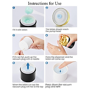 PARAKE Airless Pump Jars, 4-Pack 1.7 Oz Empty Moisturizer Pump Dispensers, Refillable LeakProof Vacuum Cosmetic Containers, Travel Airless Pump Bottles for Cream Lotion Skincare Toiletries (Black)