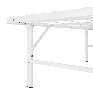 IdealBase 14" Metal Bed Frame Queen Size Heavy Duty Foldable Bed Frame Folding Bed Frame with Steel Metal Slats Mattress Foundation Box Spring Replacement 600lbs Capacity Queen Bed Frame Size, White