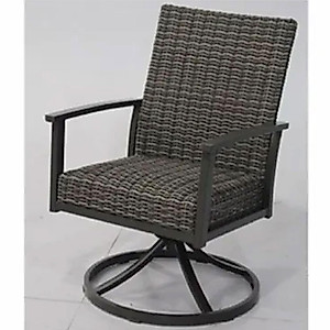 Four Seasons Courtyard Nantucket All Weather Woven Swivel Rocker Chairs Outdoor Dining Cushioned Seating Furniture Set, 2 Pack, Dark Brown