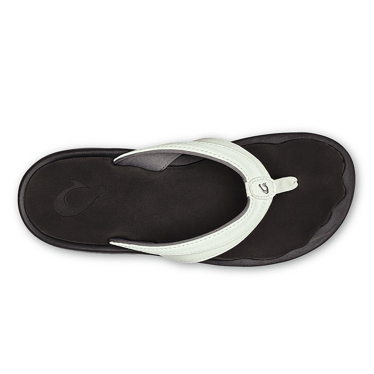 OLUKAI Ohana Women's Beach Sandals, Quick-Dry Flip-Flop Slides, Water Resistant, Wet Grip Soles & Compression Molded Footbed, White/Black, 8