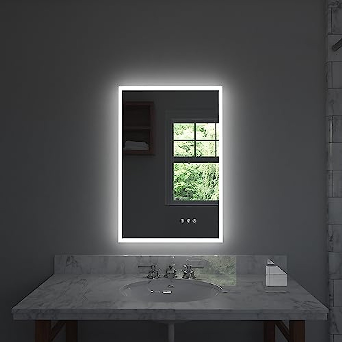 Luxaar Lucent 24 in. x 36 in. Wall Mounted LED Vanity Mirror with Color Changer, Dimmer and Defogger