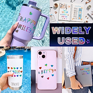 AIERSA Vinyl Letter Stickers for Stanley Cup Waterproof, 6Pcs Cursive Alphabet Name Stickers Tags for Personalized Cup Name Logo,Lettering Water Bottle Stickers for Adult Kids 40 30Oz Cups Accessories