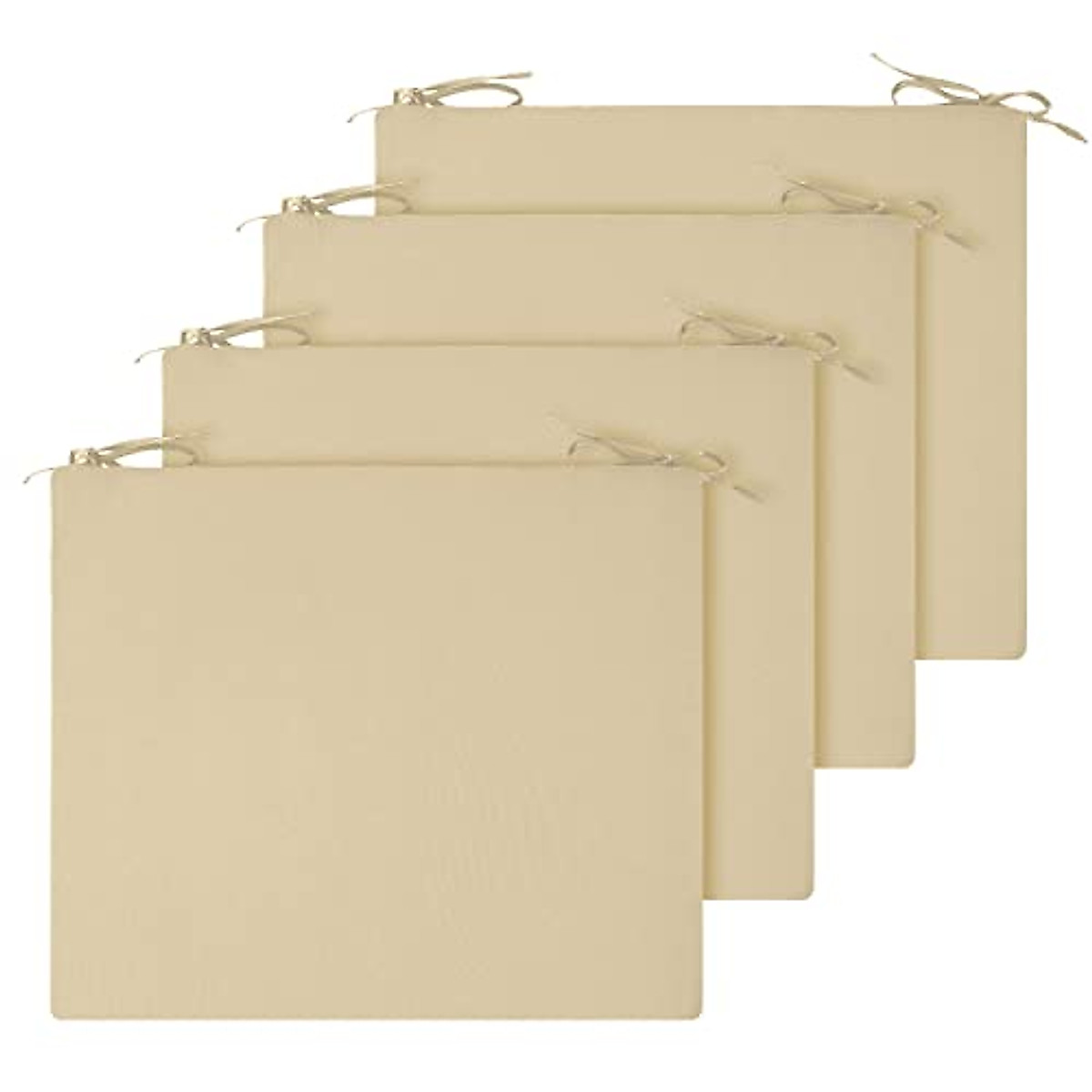 Wellsin Outdoor Chair Cushions for Patio Furniture - Patio Chair Cushions Set of 4 - Waterproof Square Corner Outdoor Seat Cushions 18.5"X16"X3", Khaki