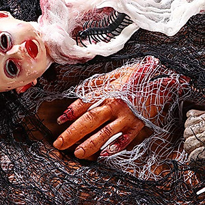 TOYMYTOY 2PCS Halloween Creepy Cloth Party Decor,Drape Doorways Entryways Windows Cover Gauze 6.6ft x 177"(Black and Grey)