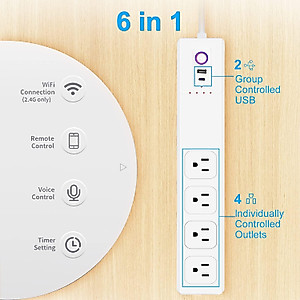 Zauzau ZigBee Smart Surge Protector Power Strips with 4 Individually switches USB Charger 16A 3000W Compatible with Alexa Google Home Philips HUE SmartThings Hub Required cETL Listed FCC Certified