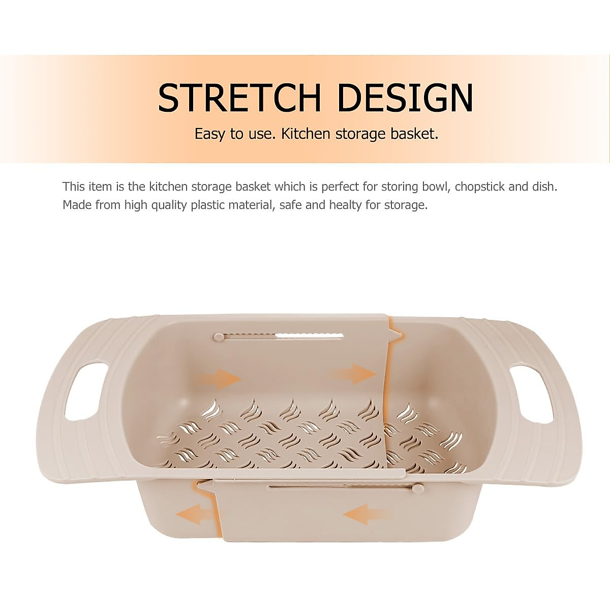 Extendable Colander Strainer Basket Over the Sink - Retractable Kitchen Sink Basket to Wash Vegetables and Fruits Khaki