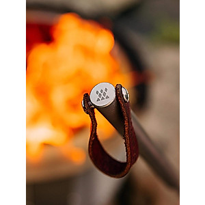 Breeo Fire Pit Poker | Outdoor Campfire Poker | 40 Inches Long Fireplace Stick | USA Made | 304 Stainless Steel & Leather | Durable & Made to Last A Lifetime