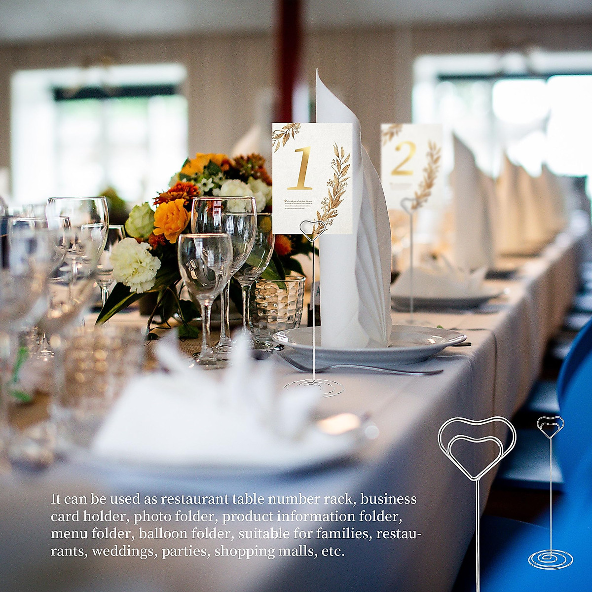 KEJJNYER 20 Pack Wedding Table Number Holder Stands, 8.75 Inch Place Card Holder Table Card Holder Stand Picture Card Holder for Wedding, Restaurant, Birthday(Silver)