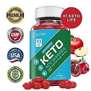 Justified Laboratories (5 Pack) K1 Keto Life ACV Gummies 1000MG with Pomegranate Juice Beet Root B12 300 Gummys