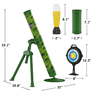 ABCaptain Mortar Launcher Military Blaster Toys Playset Soft Foam Rockets Missile Shooting Game for Kids Boys Girls & Adults