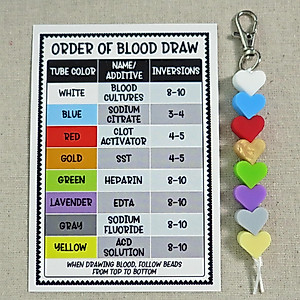 Order of Blood Draw Beads with Reference Card, Essential Resource Tool for Phlebotomist, Badge Reel Accessory for Phlebotomist Nurse RN Student Practitioner Graduation Gift