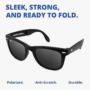 Foldies Classic Folding Sunglasses Polarized, UV400, UVA, UVB Protection for Men Women, Folding Sunglasses Leather Case