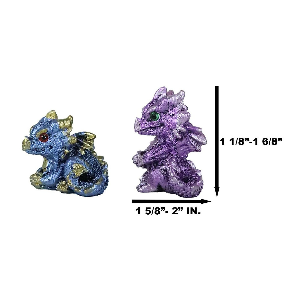 Ebros Gift Set of 12 Colorful Metallic Red Green Purple Blue Baby Dragons in Multiple Poses Miniature Figurines Whimsical Medieval Fantasy Dragon Wyrmlings Fairy Garden Mini Statues