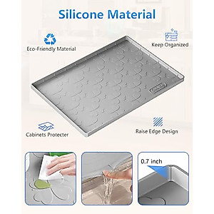 Waterproof Under Sink Mat for 34" x 22" Cabinet Protector, Silicone Sink Mat for Kitchen and Bathroom, Easy to Clean Kitchen Cabinet Liner Under Sink Drip Tray for Leaks