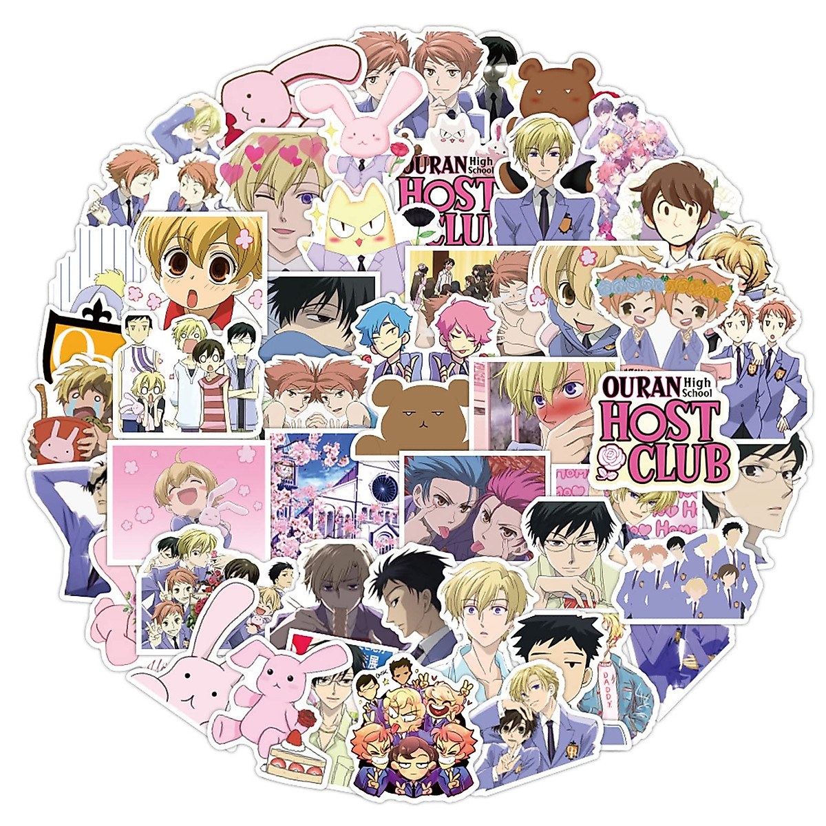 50Pcs Ouran High School Host Club Waterproof Stickers for Laptop Cellphone Water Bottle Skateboard Luggage Car Bumper JXQX (JS010)