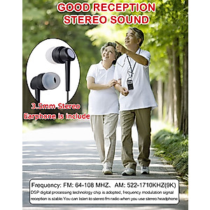 HanRongDa Portable Radio AM/FM Walkman with Excellent Reception and Stereo Sound, Pocket Radios with 58 Preset Stations, Built-in 500mAh Battery for Walking, Jogging, Mowing and Traveling HRD-103