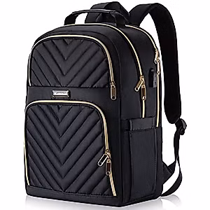 Kuosdaz Backpack for Women, 17.3 Inch Large School Backpack, Girls Bookbag with USB Charging Port, Work Travel Laptop Back Pack Purse Casual Daypacks, Black