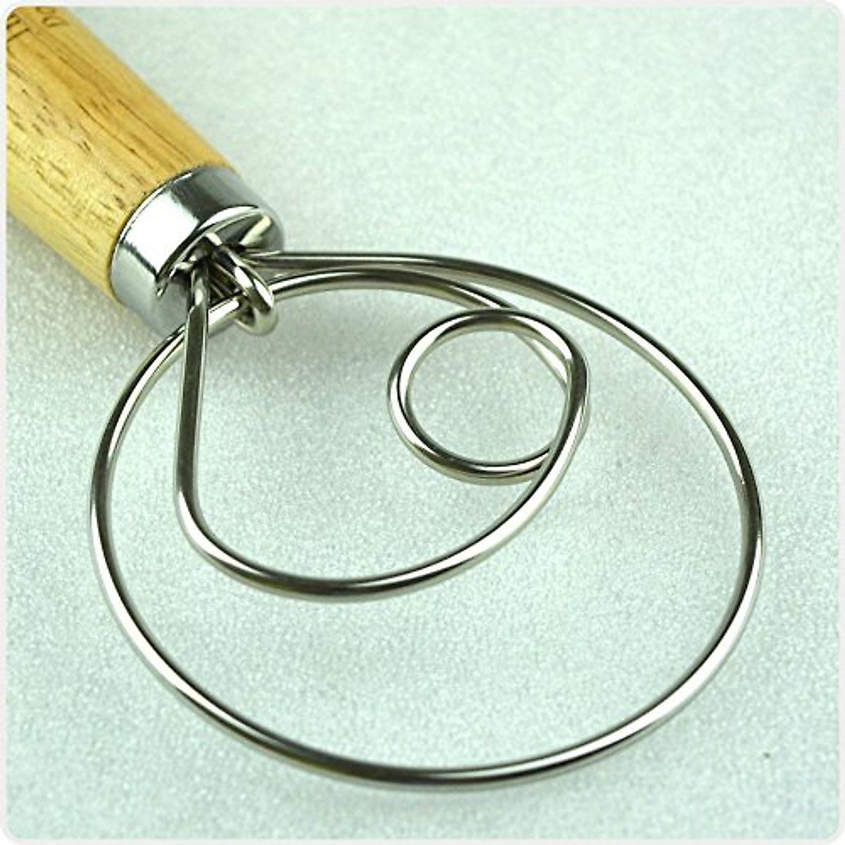 2 Pack LARGE 13.5" Premium Original Danish Dough Whisk Dutch Bread Whisk- Stainless Steel Dutch Style Bread Dough Hand Mixer Wooden Handle Artisian Blender