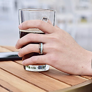 Vakki 8mm Koa Wood Tungsten Ring Deer Antler Turquoise Wedding Band Size 10