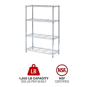 Alera ALESW843614SR Residential Wire Shelving Four-Shelf 36w x 14d x 54h Silver