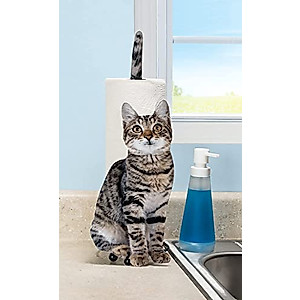 Tiger Striped Paper Holder - Photo-Realistic Cat Metal Paper Towel or Toilet Paper Dispenser