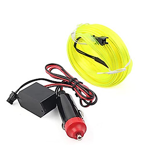 GZYF Car Interior LED Strip Lights, 5M Neon Light 12V with Fuse Protection, Neon Wire with 6mm Sewing Edge, Atmosphere Lights Interior Decoration for Automotive Trucks SUVs ATVs RVs, Fluorescent Green