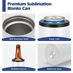 8 Pack Sublimation Can Cooler Blank Sublimation Can Holder Stainless Steel Insulated Can Cooler Sublimation Tumbler Vinly Gifts, White 12oz