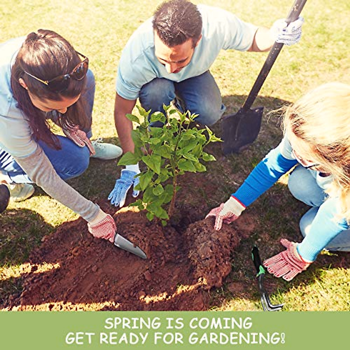 ZUZUAN Garden Tool Set, 3 Pack Aluminum Heavy Duty Gardening Kit Includes Hand Trowel, Transplant Trowel and Cultivator Hand Rake with Soft Rubberized Non-Slip Ergonomic Handle, Garden Gifts