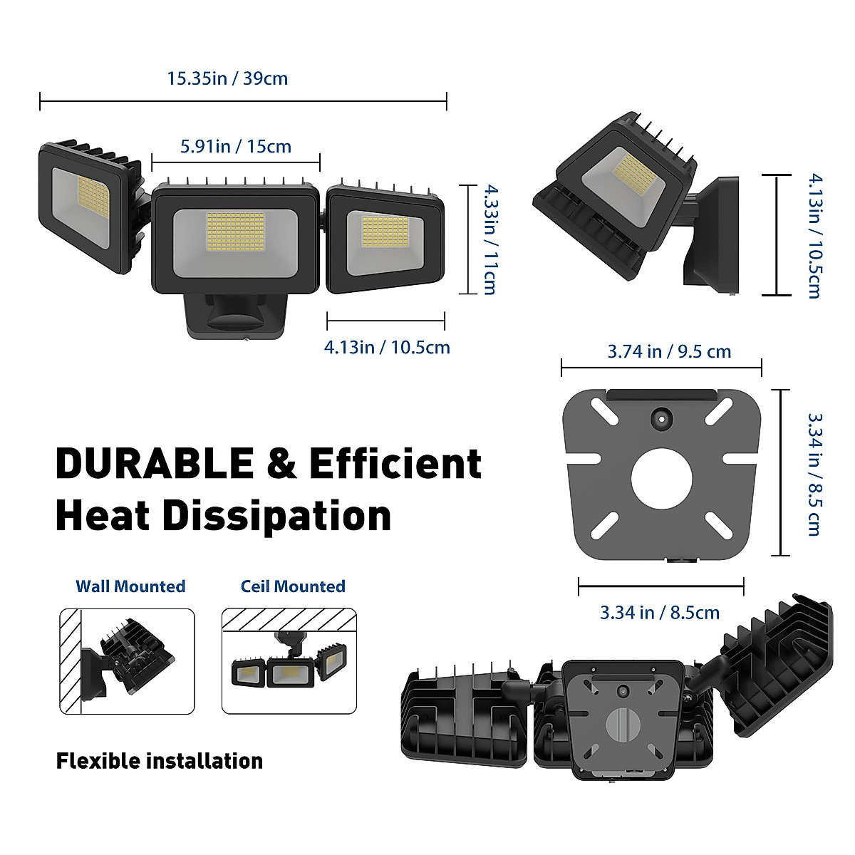 kelinvmi LED Flood Lights Outdoor 120W, 12000lm LED Security Light, High Brightness 4500K Warm White Light with IP66 Waterproof Exterior Floodlights for Yard, Garden,Playground