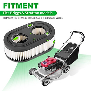 Generic 593260 798452 Air Filter, 2 Pack 593260 Air Cleaner Cartridge Filter, Lawn Mower Air Filter Suitable for 550E 550EX 500EX 625EX 675EXI 725EXI 575EX Series Engine 4247 5432 5432K 09P702
