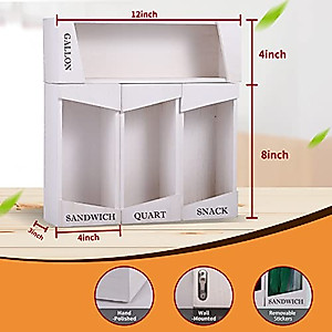Ziplock Bag Storage Organizer for Drawer-Wood Ziplock Bag Storage Holds Kitchen Drawer or Wall Hanging, Holds Gallon, Quart, Snack Sizes, Sandwich Compatible with Hefty, Glad