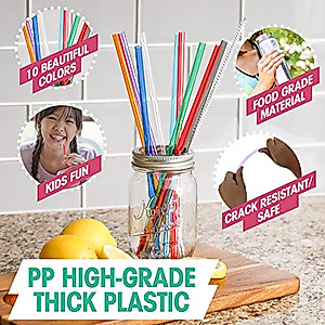 10.5 Inch, Set of 6 Smoke Replacement Acrylic Straws and 1 Nylon Straw Cleaning Brush for 16oz, 20oz, 24oz Tumblers. (Smoke, 10.5)