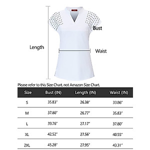 Felisou Athletic Shirts Women,Golf Polo Shirts V Neck Short Sleeve Sport Outdoor Tennis Tops Soft Lightweight Golf Tennis Ball Game Outdoor Clothes White S