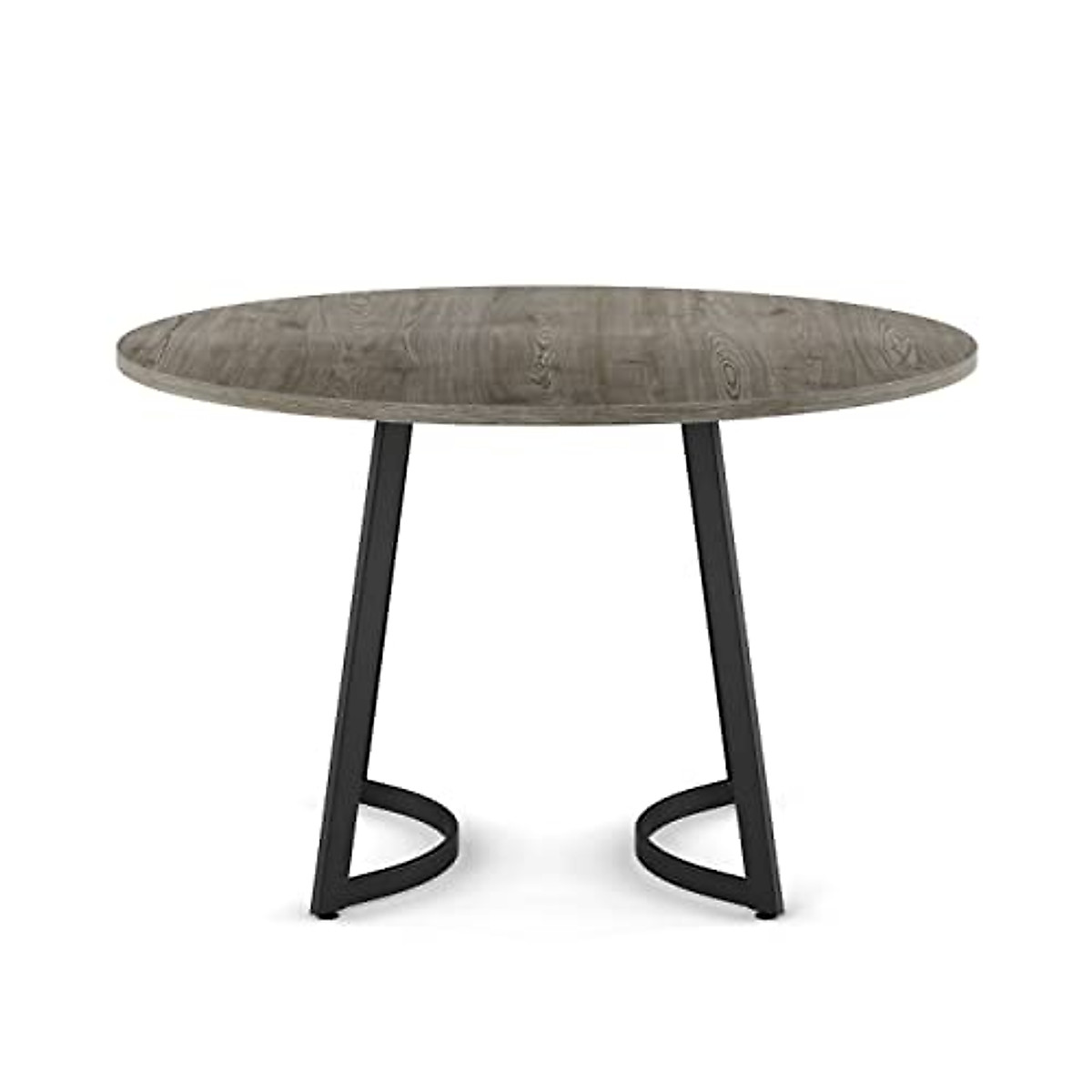 Amisco Josie 48" Round Table - Greyish-Brown TFL/Black Metal