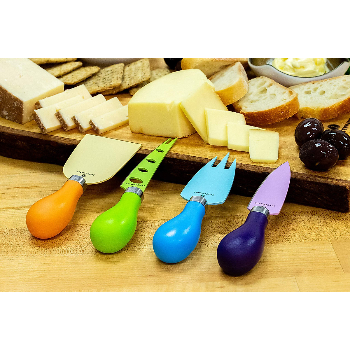 Zassenhaus Easy Cut Cheese Knife Set, 4.5", Assorted