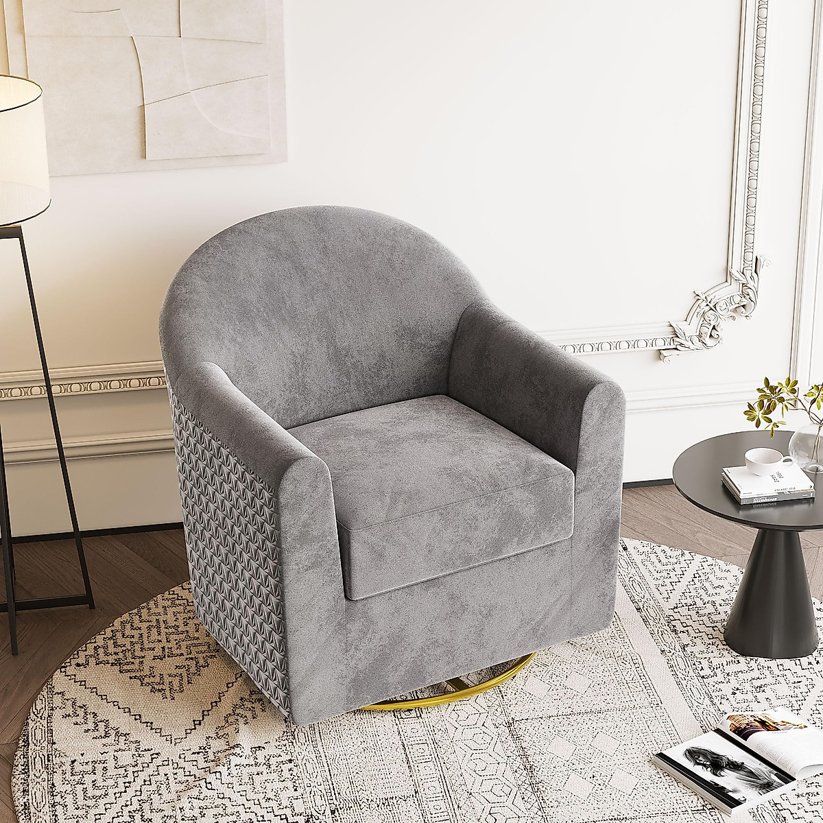 DWVO Single Sofa Bed, Modern Fabric Upholstered Sofa Chair for Living Room Home Office, Grey