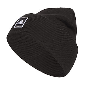 adidas Women's Wide Cuff Tall Fit Beanie, Cuffed Slouchy Acrylic Knit Cap/hat for Winter, Black/White, One Size