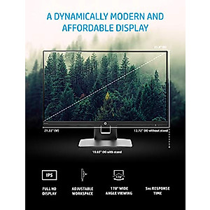 HP VH240a 23.8-Inch Full HD 1080p IPS LED Monitor with Built-In Speakers and VESA Mounting, Rotating Portrait & Landscape, Tilt, and HDMI & VGA Ports (1KL30AA) - Black