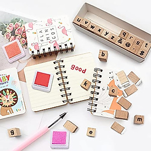 30 pcs Wooden Rubber Stamps, Alphabet Stamps for Crafts, Symbol & Letter Stamps for Gift Card Making