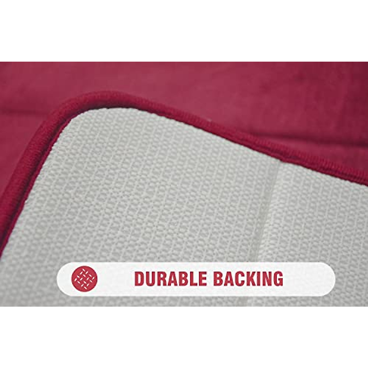 SUYAOVO Striped Memory Foam Bathroom Rug Mat, Non-Slip, Soft and Absorbent Thick Bath Carpets, Machine Washable Bath Rugs for Bathroom Floor, Tub, and Shower (Dark Red, 20x32 inches)