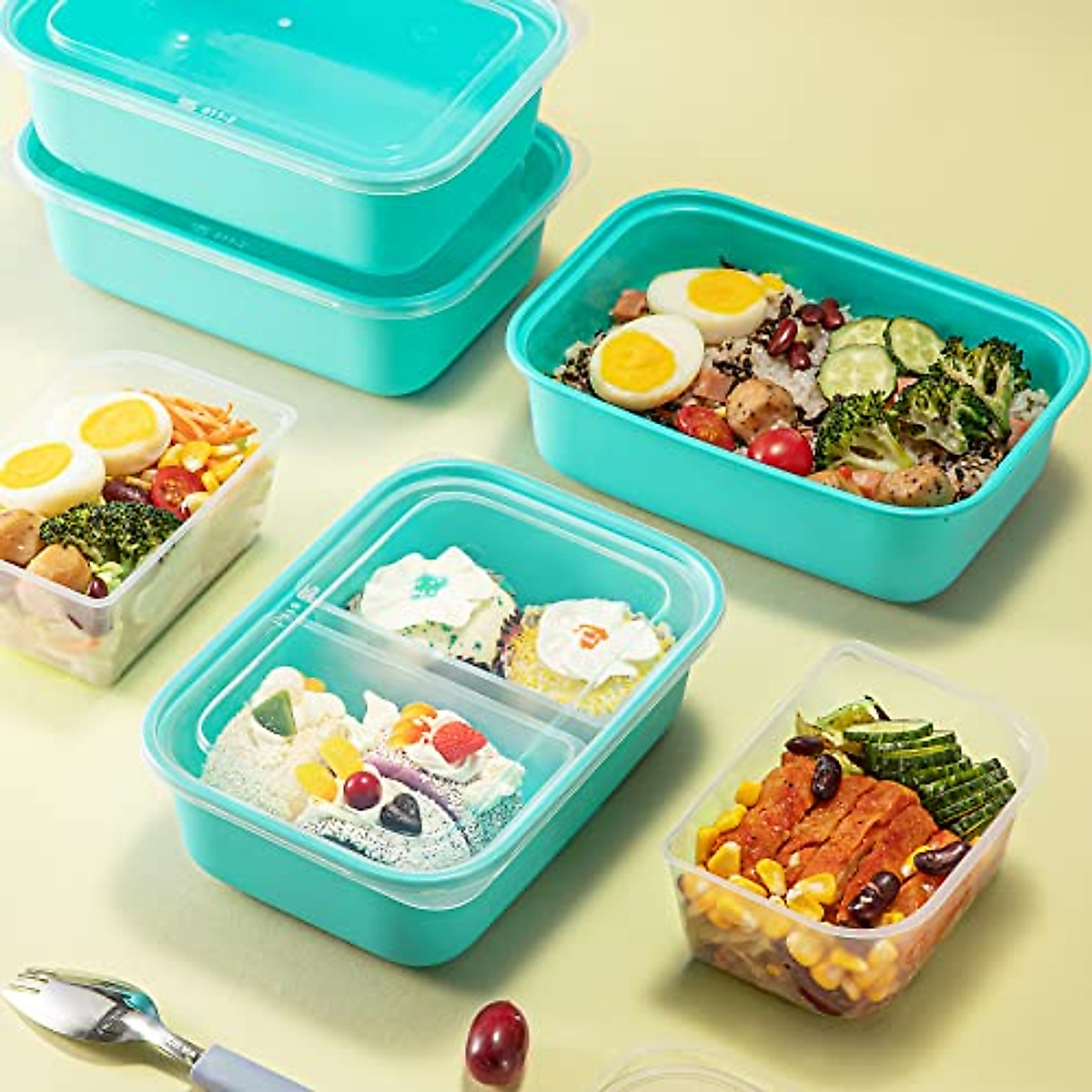 Glotoch Meal Prep Container, 38OZ 1 Compartment To Go Containers, Double Use As Divided Lunch Containers For Portion Control-Microwave&Freezer&Dishwasher Safe,BPA-Free,Reusable&Stackable,20 Pack,Green