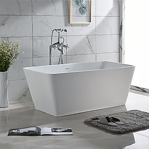 Dowell 076 59" Luxury Contemorary Stone Resin FREE STANDING Bathtub White Modern
