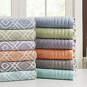 Modern Threads Amrapur Overseas 6-Piece Yarn Dyed Oxford Stripe Jacquard/Solid Ultra Soft 500GSM 100% Combed Cotton Towel Set [Ash Grey]