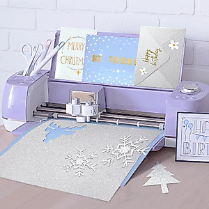 Double-sided Silver Glitter Cardstock 12x12 for Cricut - Goefun 24 Sheets 12x12 Silver Cardstock, 300 GSM/110LB Silver Glitter Paper for Crafts, Christmas, Anniversary