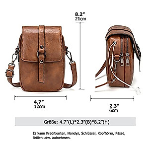 Women Vintage Crossbody Phone Bag, Small Messenger Shoulder Bag Cash Handbag Wallet Purse