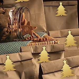 90 Pcs Christmas Envelope Seal Stickers, Gold Christmas Tree Envelope Seals Decorative for Christmas Party Gift Bag Drinkings Baking Wedding Invitations Greeting Cards Envelope Party Favors Craft